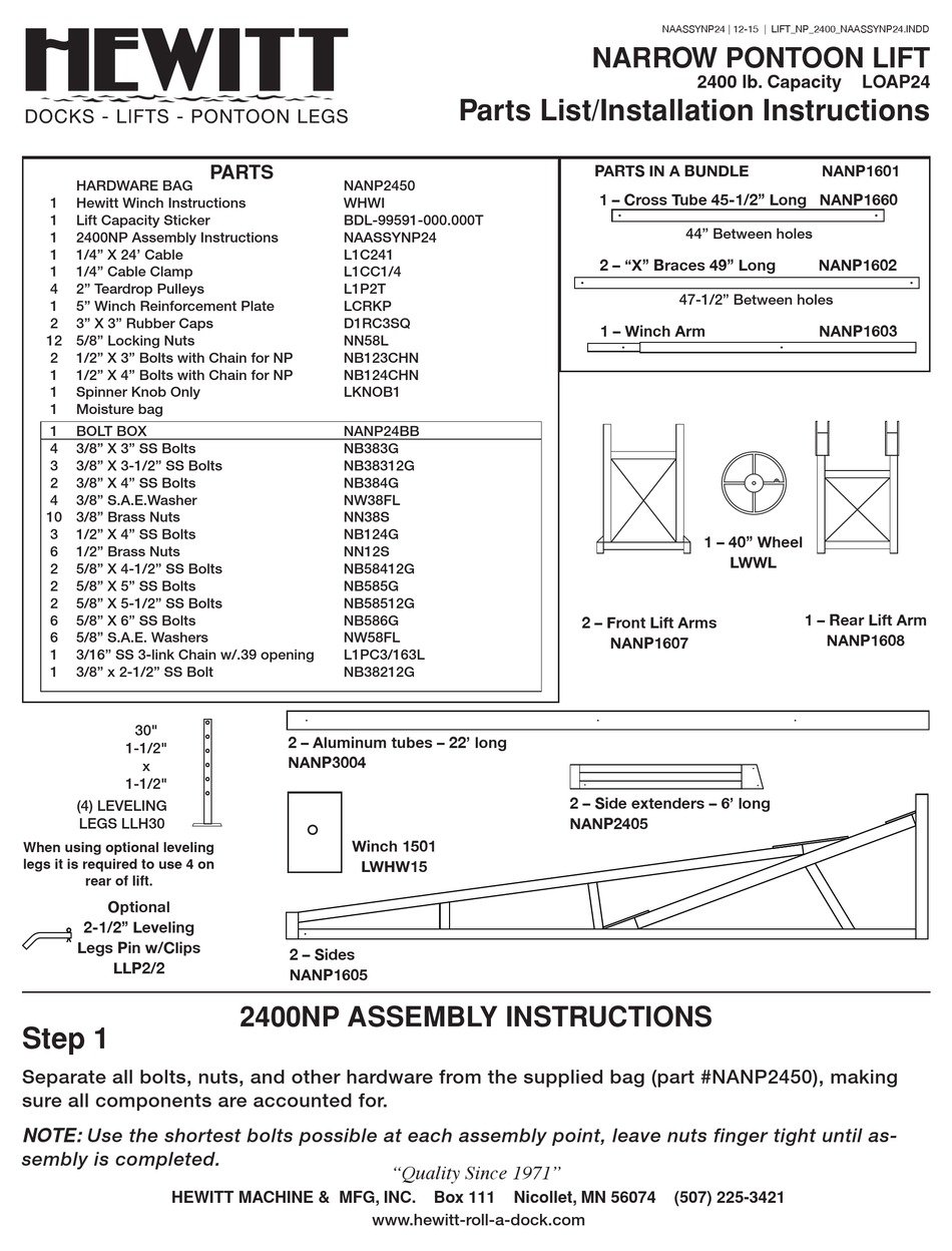 HEWITT LOAP24 INSTALLATION INSTRUCTIONS MANUAL Pdf Download | ManualsLib