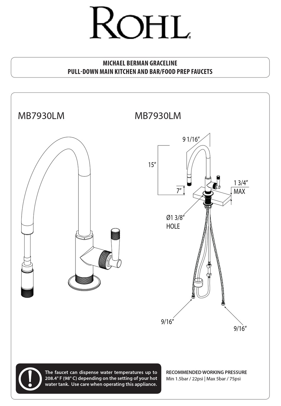 ROHL MICHAEL BERMAN GRACELINE MB7930LM QUICK START MANUAL Pdf Download ...