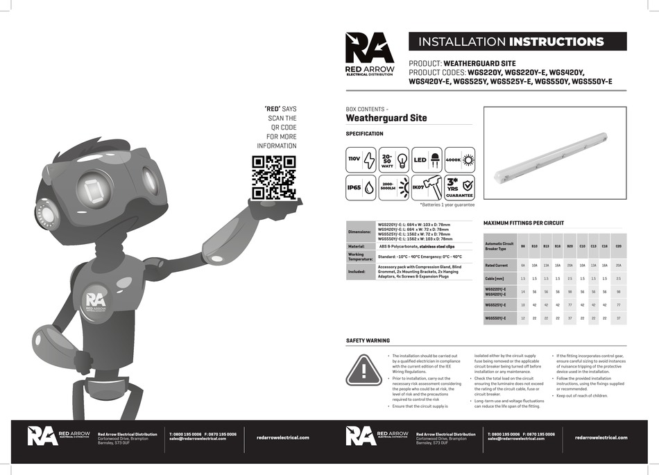 RED ARROW WGS220Y INSTALLATION INSTRUCTIONS Pdf Download | ManualsLib