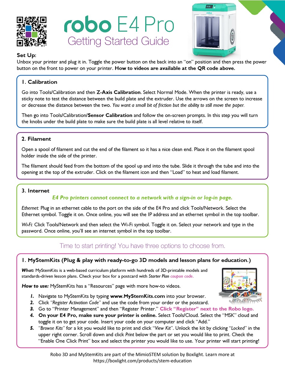 ROBO E4 PRO GETTING STARTED MANUAL Pdf Download | ManualsLib