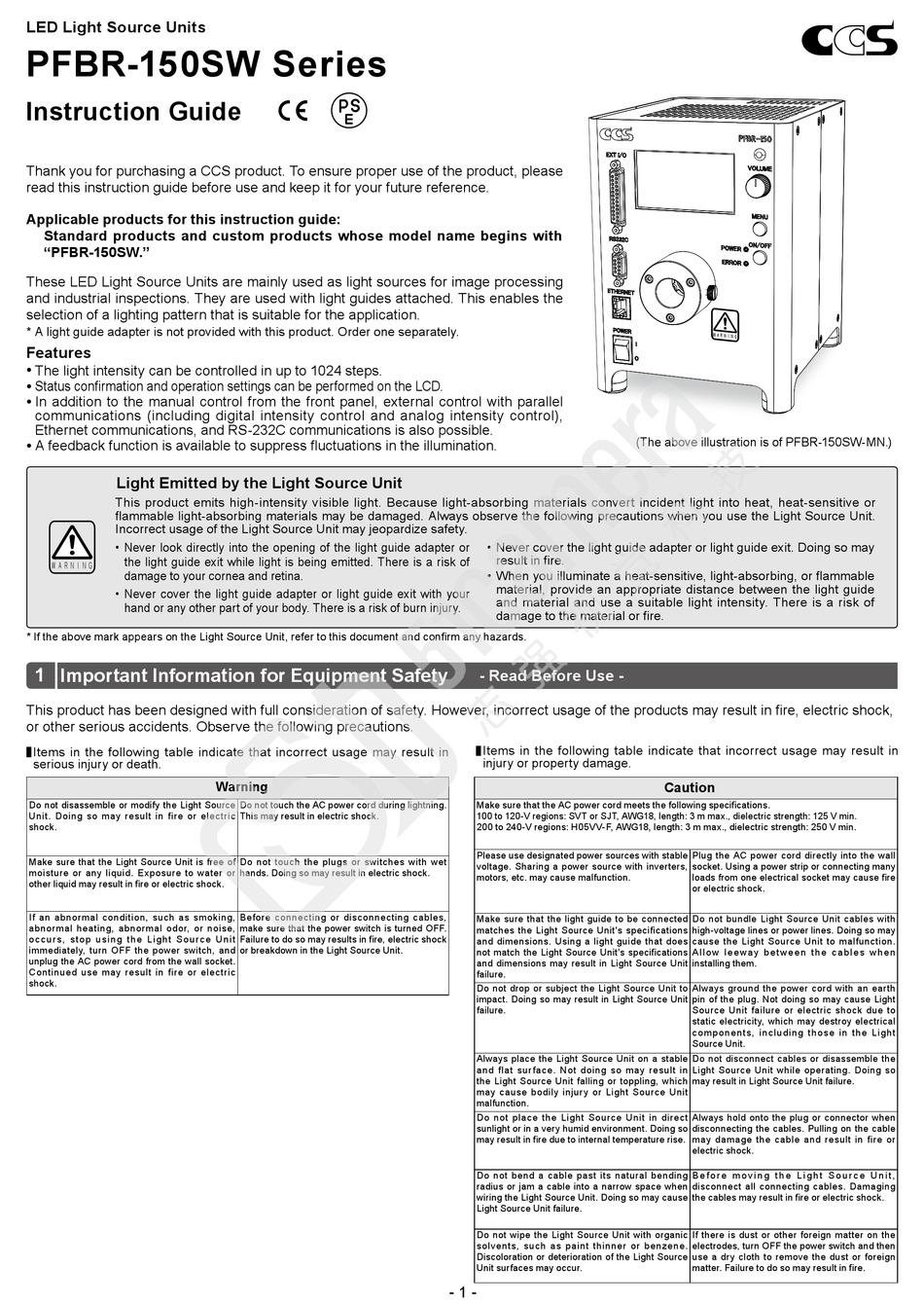 CCS PFBR-150SW SERIES INSTRUCTION MANUAL Pdf Download | ManualsLib