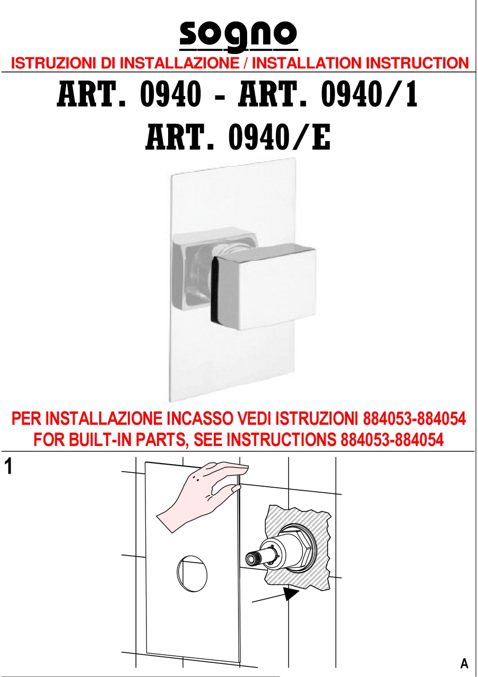 BELLOSTA SOGNO 0940 INSTALLATION INSTRUCTION Pdf Download | ManualsLib