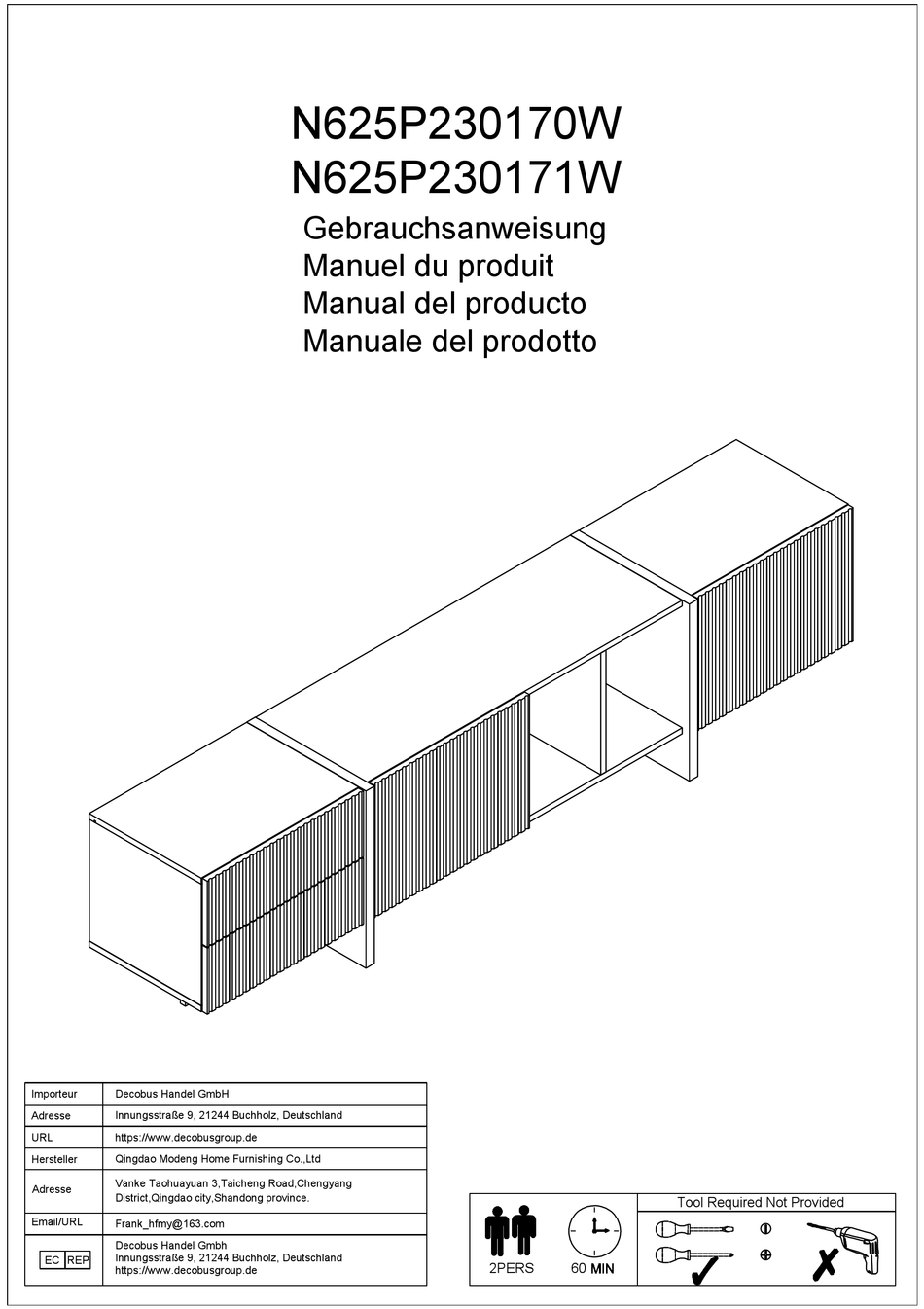 DECOBUS HANDEL N625P230170W INSTRUCTIONS MANUAL Pdf Download | ManualsLib