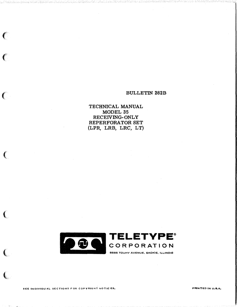 TELETYPE 35 TECHNICAL MANUAL Pdf Download | ManualsLib