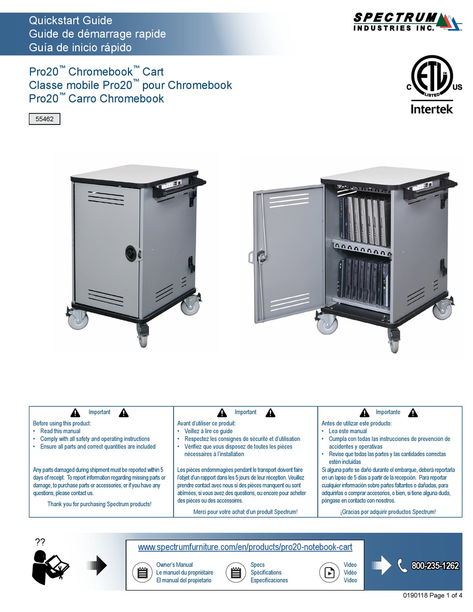 SPECTRUM INDUSTRIES PRO20 CHROMEBOOK 55462-ABB QUICK START MANUAL Pdf ...