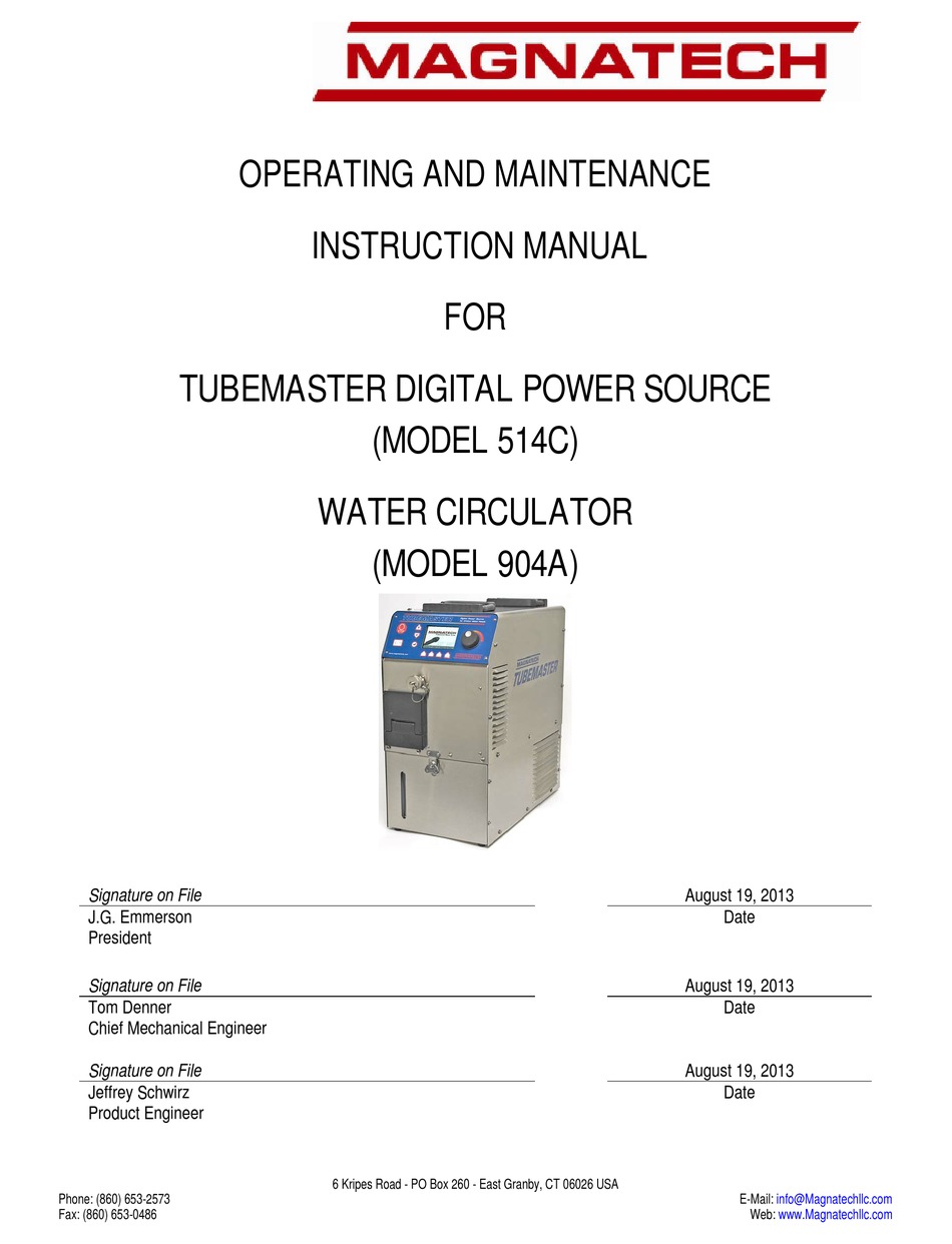 MAGNATECH 514C OPERATING AND MAINTENANCE INSTRUCTION MANUAL Pdf ...