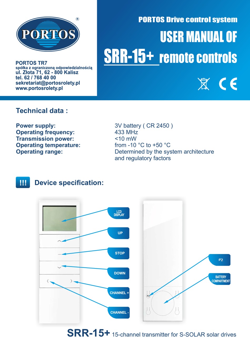 PORTOS SRR-15+ USER MANUAL Pdf Download | ManualsLib