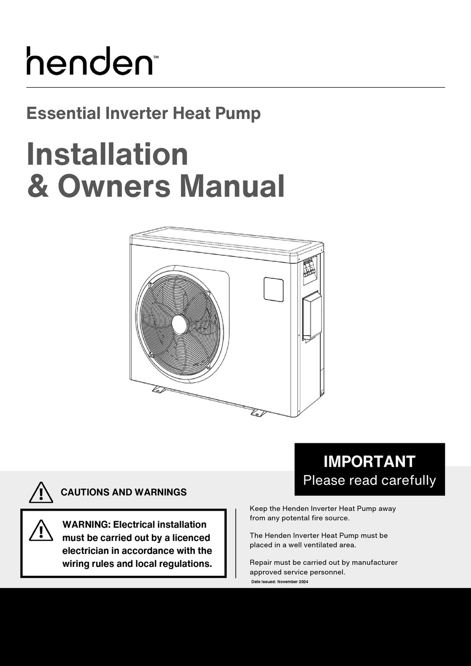 REECE HENDEN ESSENTIAL SERIES INSTALLATION & OWNER'S MANUAL Pdf ...