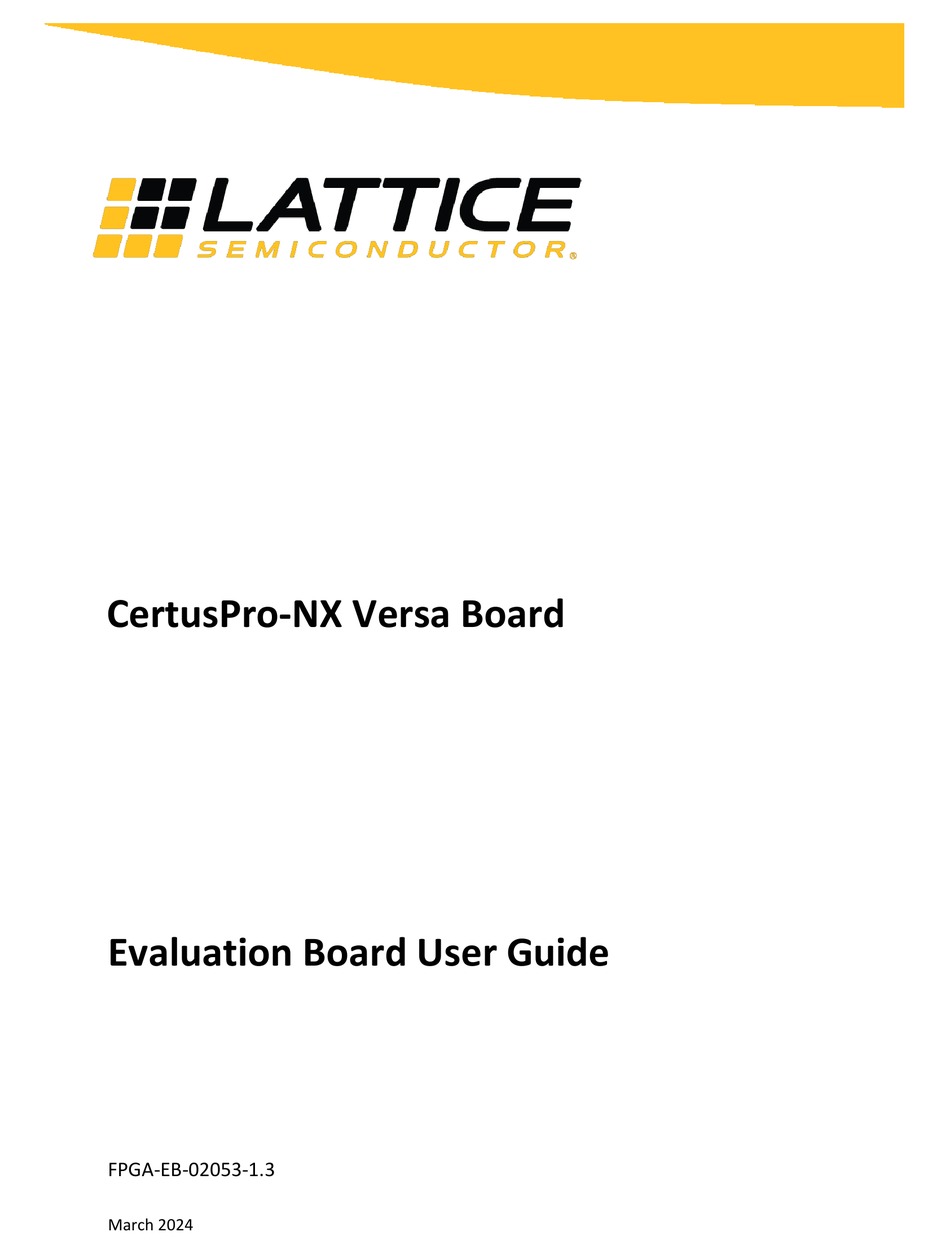 LATTICE CERTUSPRO-NX VERSA BOARD USER MANUAL Pdf Download | ManualsLib