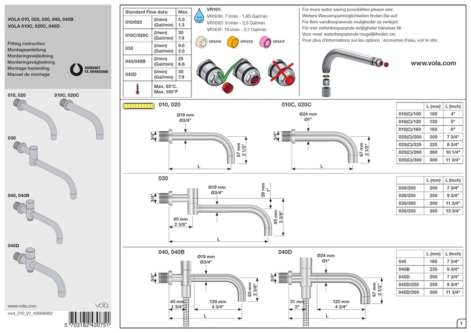 VOLA 020 FITTING INSTRUCTION Pdf Download | ManualsLib