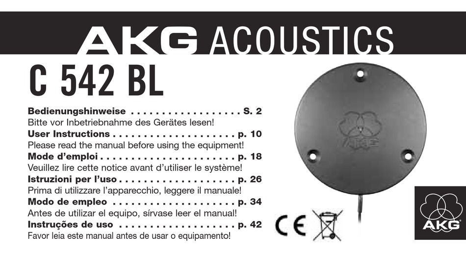 AKG C 542 BL USER INSTRUCTIONS Pdf Download ManualsLib AKG C 542 BL USER INSTRUCTIONS Pdf Download ManualsLib