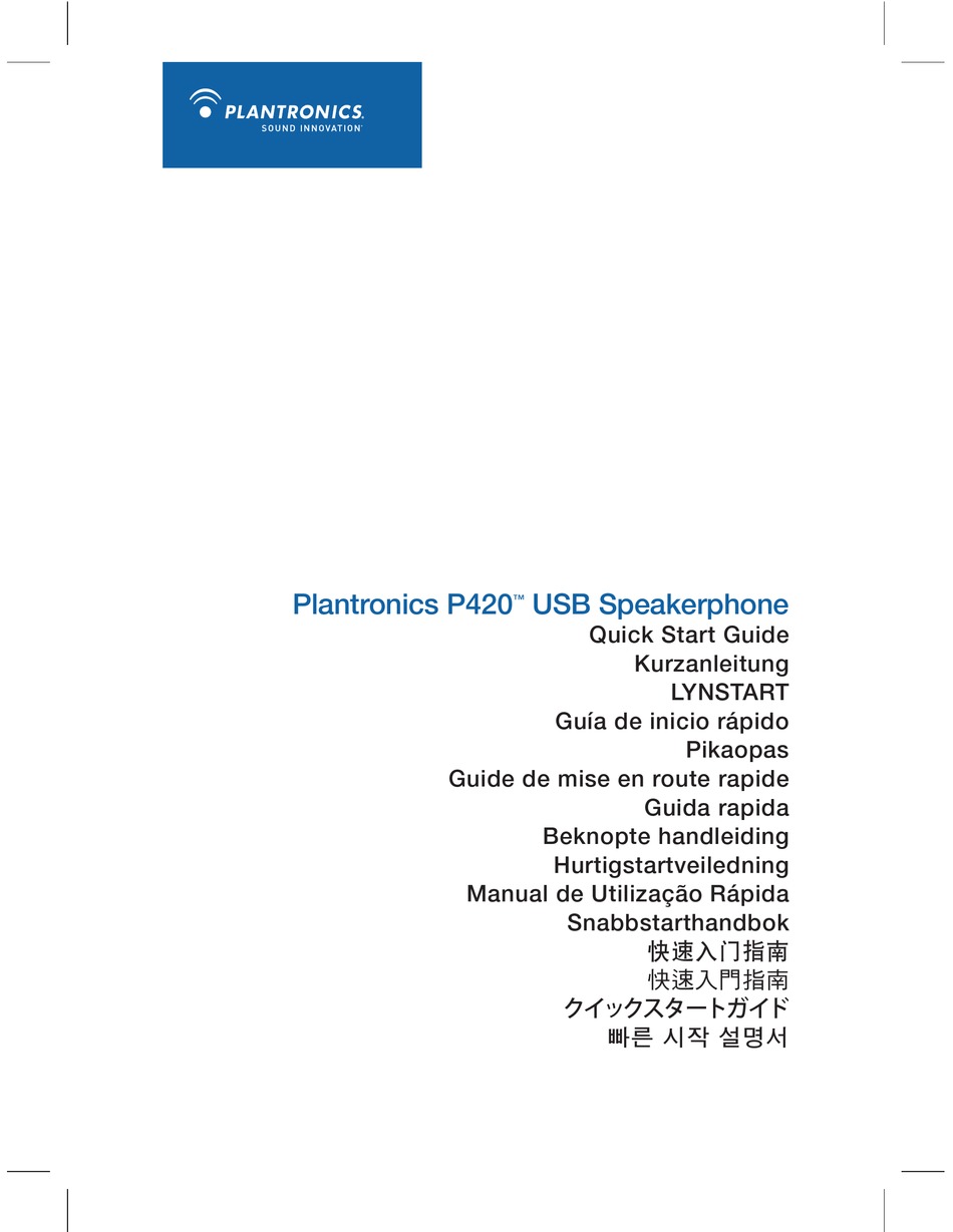 PLANTRONICS CALISTO P420 - QUICK START GUIDES QUICK START MANUAL Pdf ...