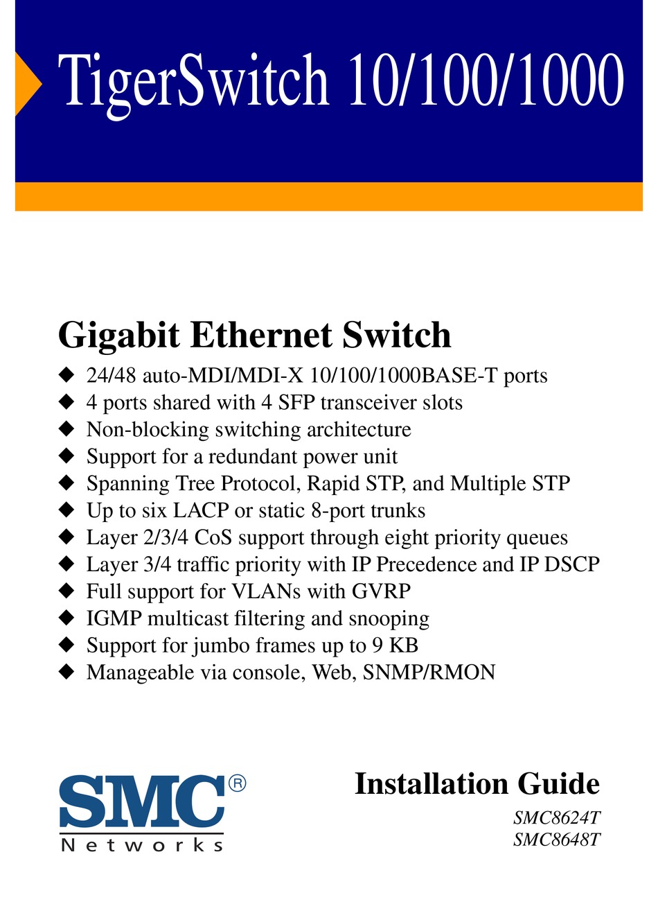 SMC NETWORKS 8648T INSTALLATION MANUAL Pdf Download | ManualsLib