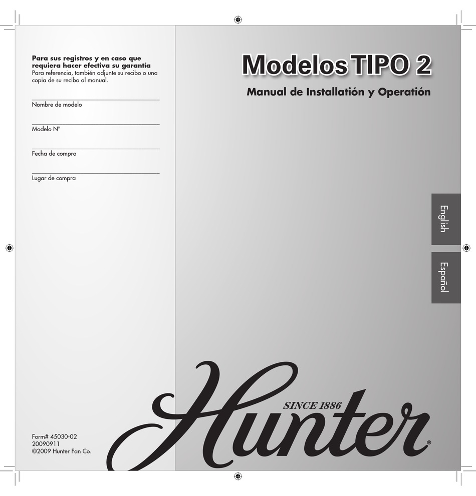 HUNTER 20720 MANUAL DE INSTALLATIÓN Y OPERATIÓN Pdf Download | ManualsLib