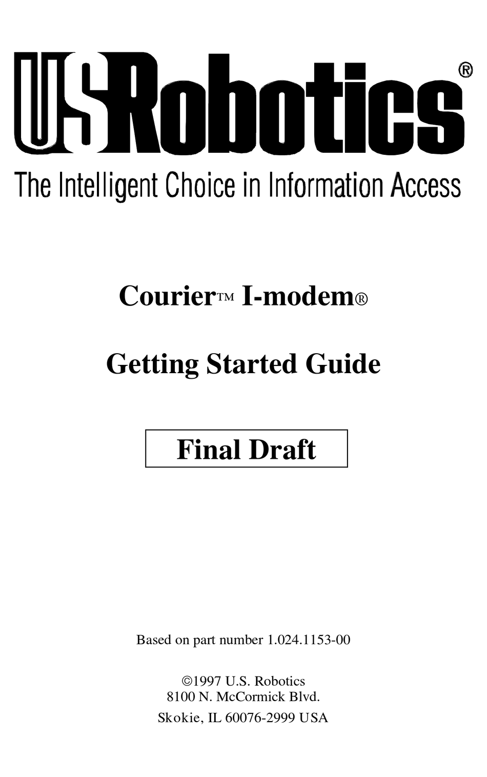 US ROBOTICS 000698-13 GETTING STARTED MANUAL Pdf Download | ManualsLib
