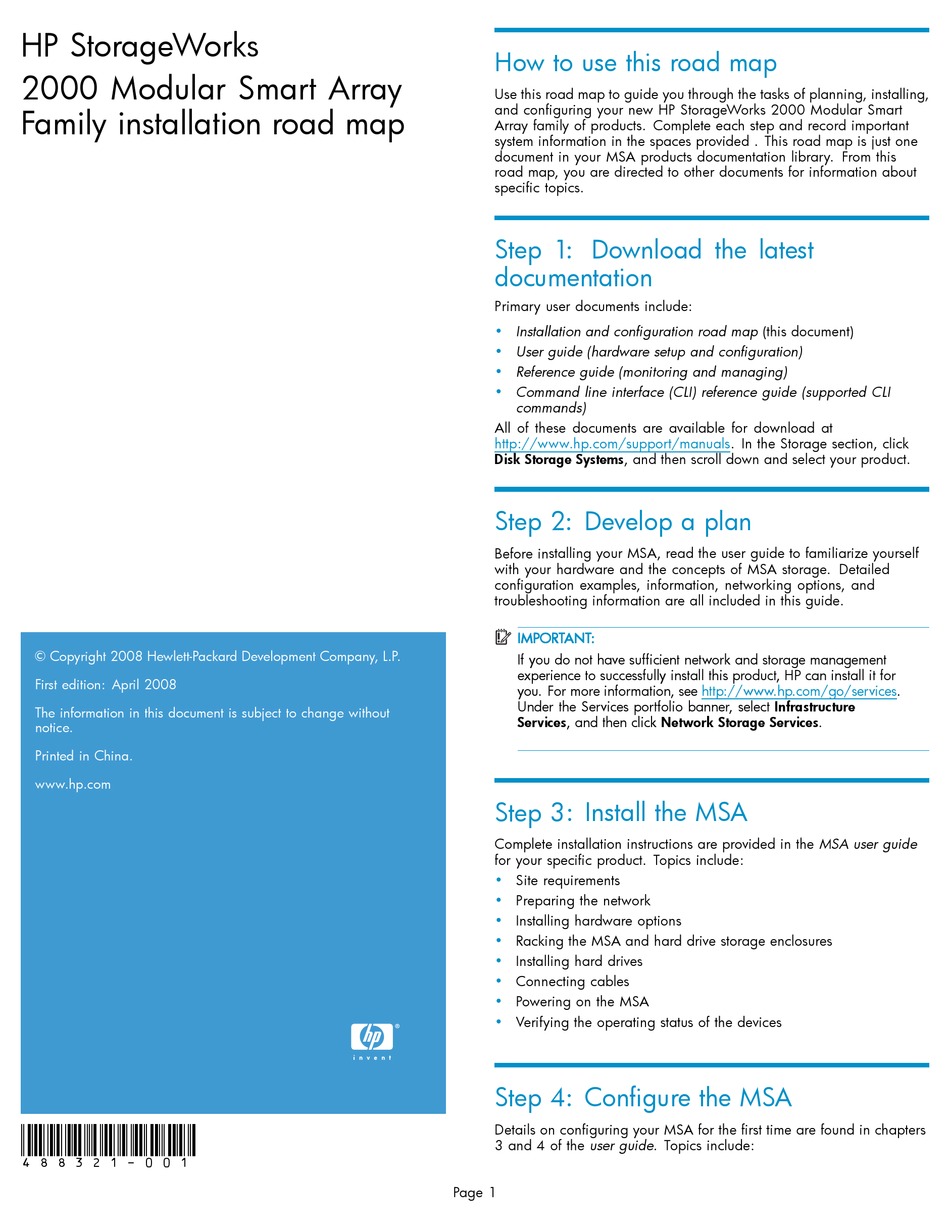 HP 2000FC INSTALLATION ROAD MAP Pdf Download | ManualsLib