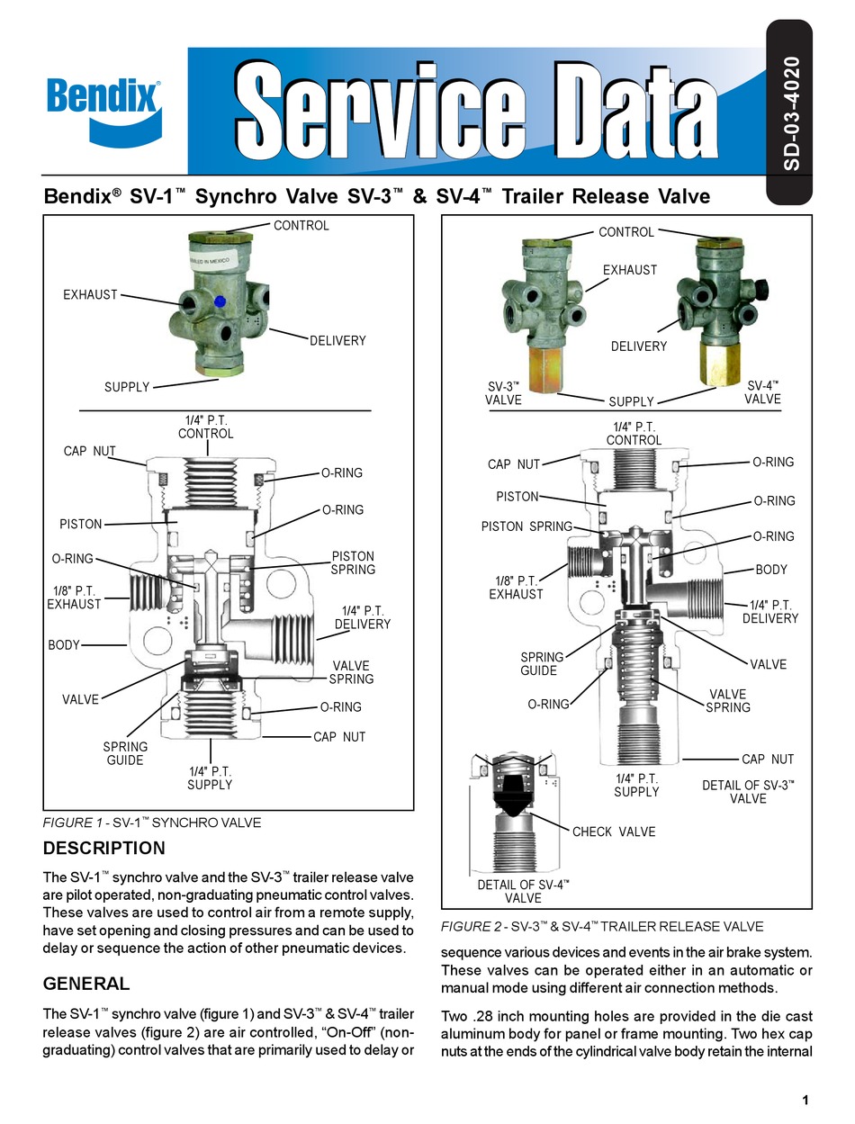 BENDIX SV-1 SYNCHRO-SV-3 TRAILER RELEASE MANUAL Pdf Download | ManualsLib