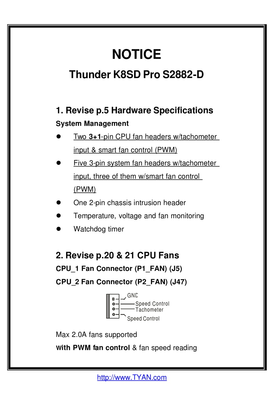 TYAN ADDENDUM NOTICE Pdf Download | ManualsLib