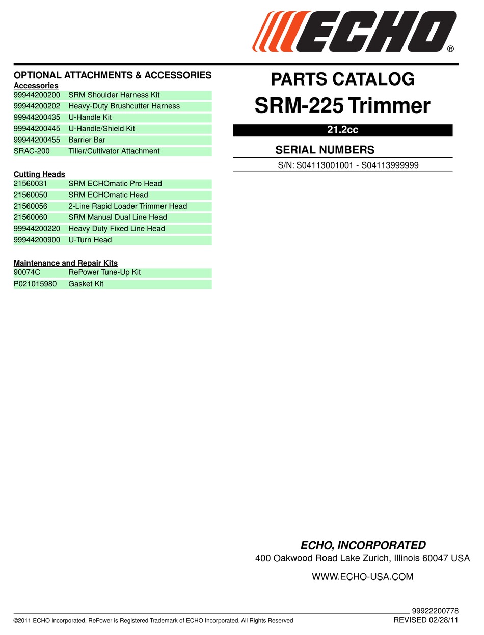 Srm 225 Echo Manual