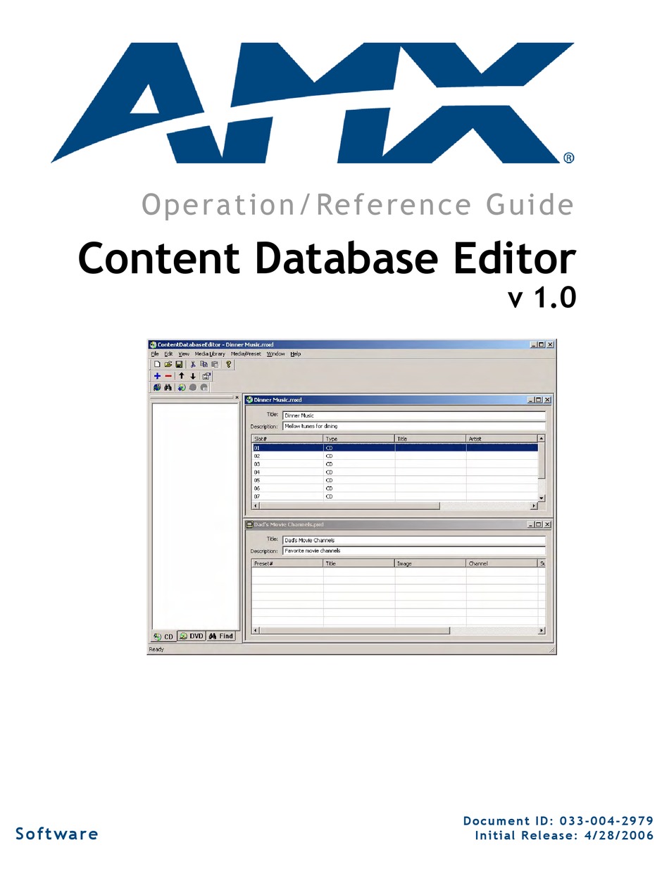 AMX VISUALARCHITECT CONTENT DATABASE EDITOR MANUAL Pdf Download | ManualsLib