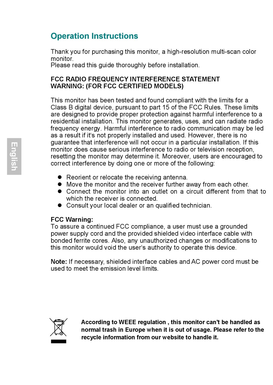 YURAKU YUR.VISION YV216WB2 OPERATION INSTRUCTIONS MANUAL Pdf Download ...