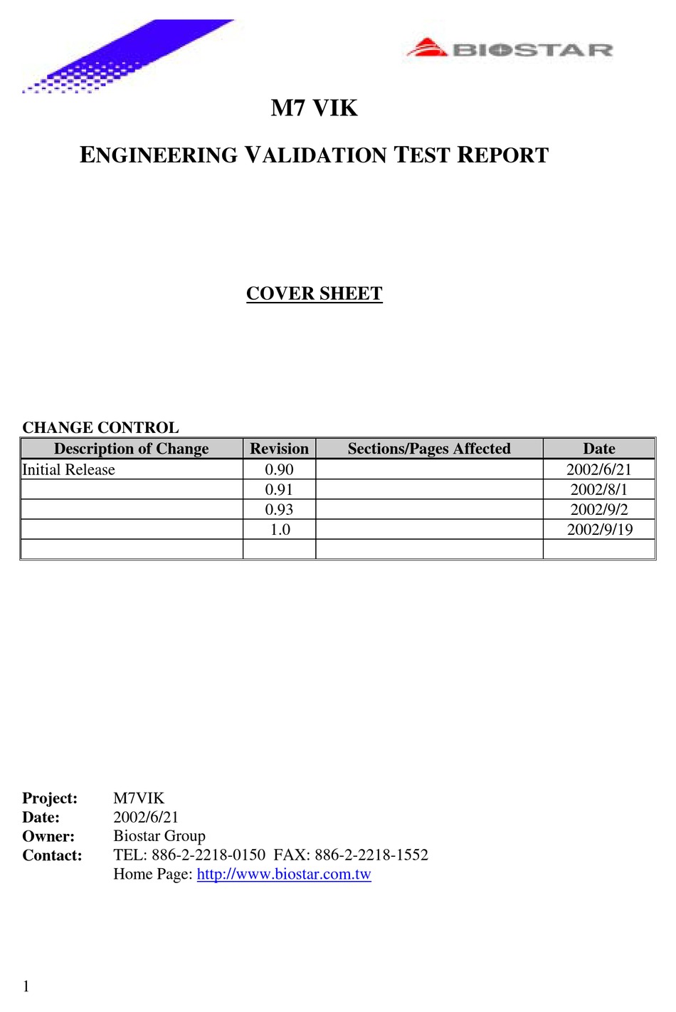 BIOSTAR M7 VIK ENGINEERING VALIDATION TEST REPORT Pdf Download | ManualsLib