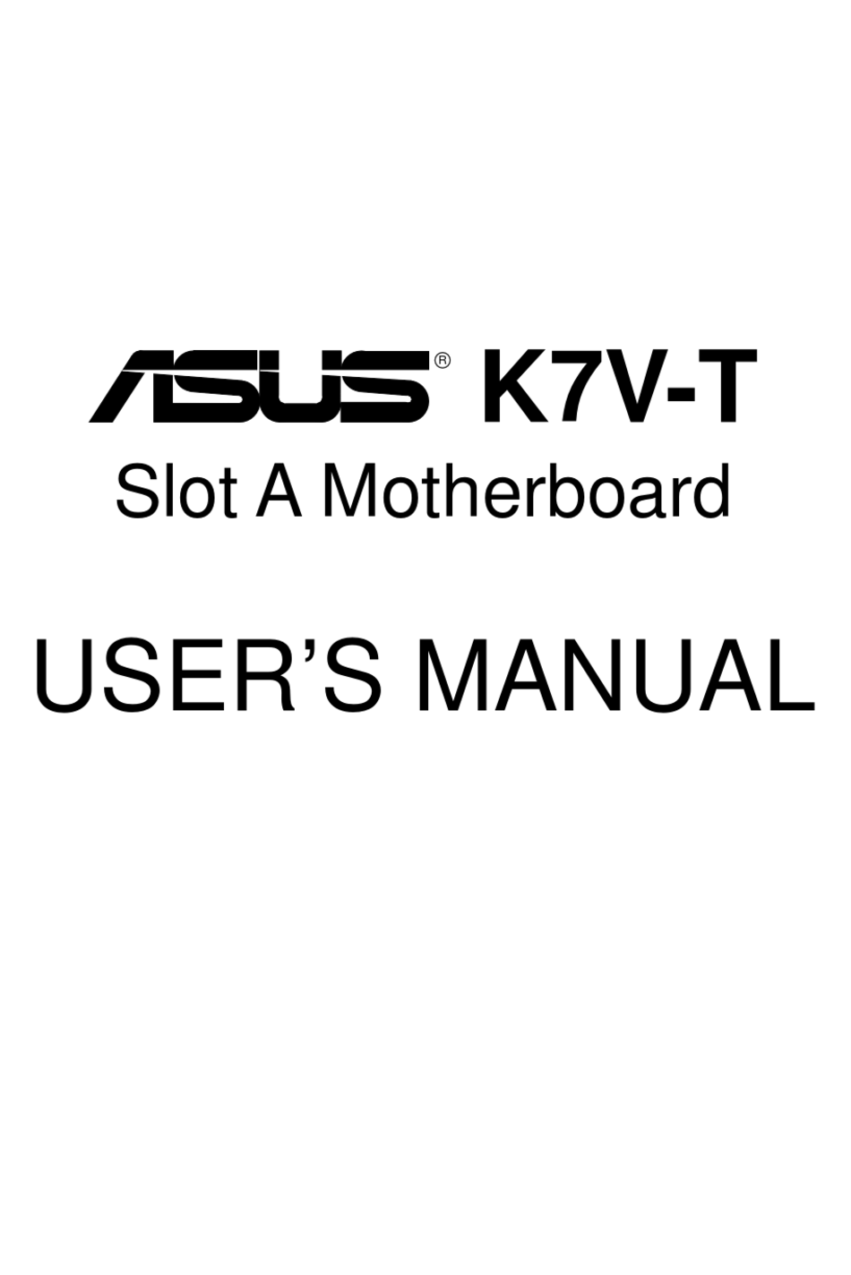 ASUS K7V-T USER MANUAL Pdf Download | ManualsLib