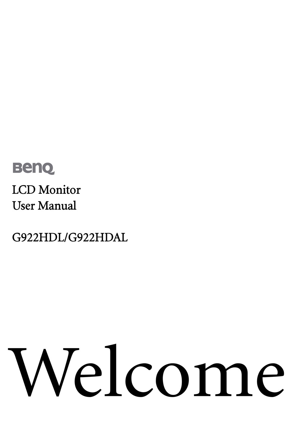 BENQ G922HDL USER MANUAL Pdf Download | ManualsLib