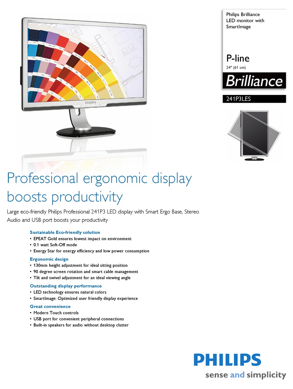 PHILIPS 241P3LES SPECIFICATIONS Pdf Download | ManualsLib
