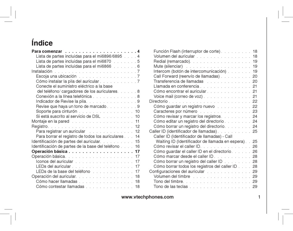 VTECH MI6870 MANUAL DEL USUARIO Pdf Download | ManualsLib