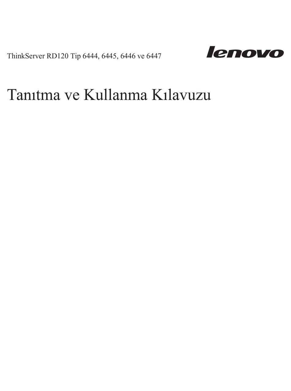 LENOVO THINKSERVER RD120 KULLANMA KILAVUZU Pdf Download | ManualsLib