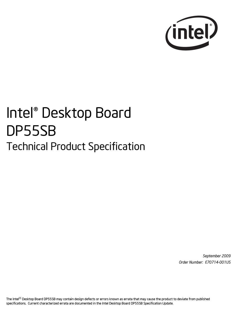 INTEL BLKDP55SB TECHNICAL PRODUCT SPECIFICATION Pdf Download | ManualsLib