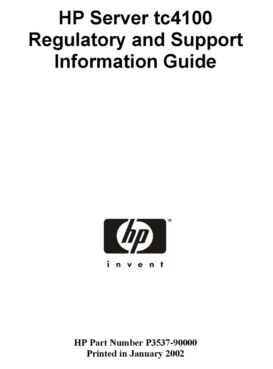 HP TC4100 SERVER 256 MB RAM INFORMATION MANUAL Pdf Download