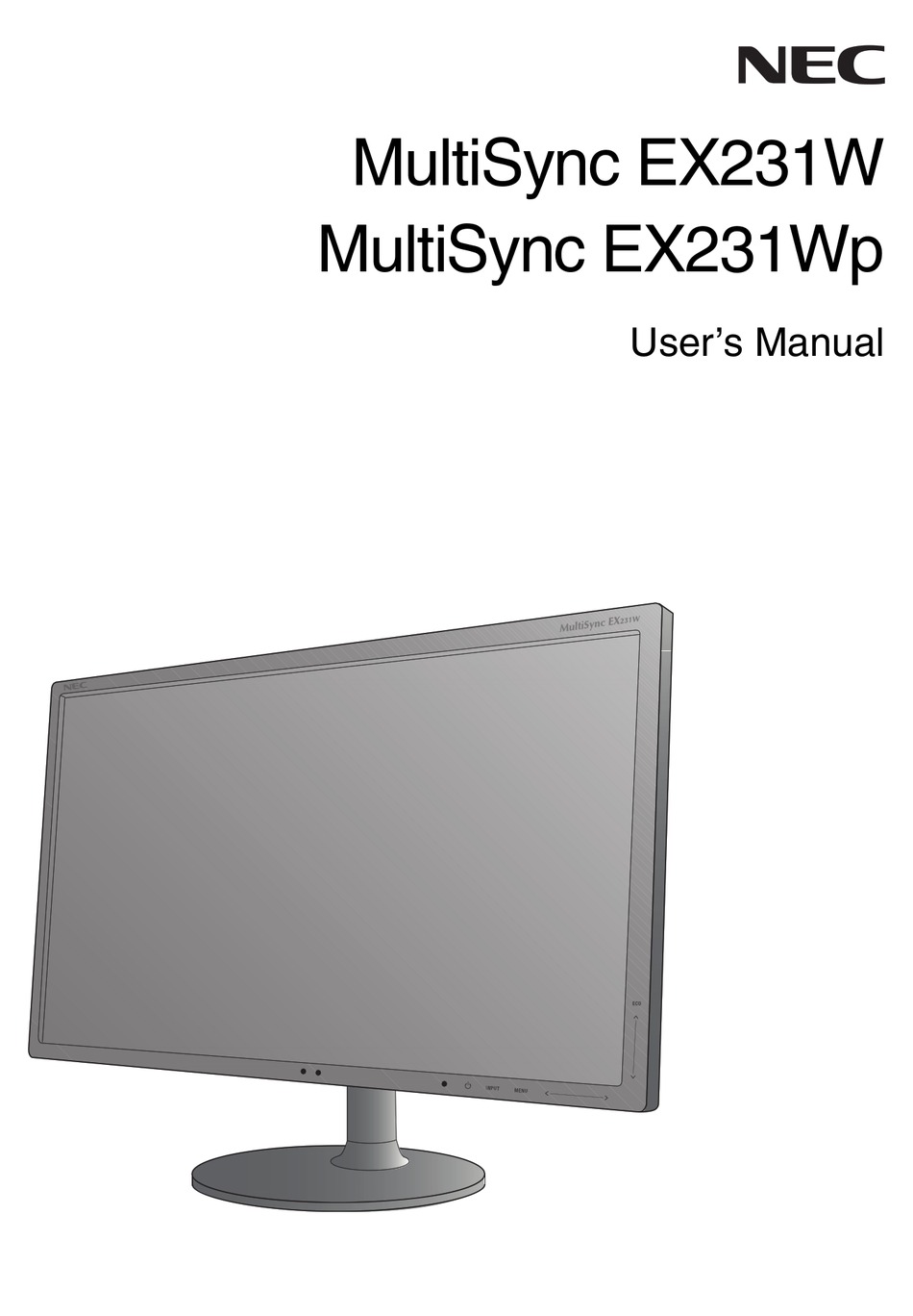 NEC MULTISYNC EX231WP USER MANUAL Pdf Download | ManualsLib