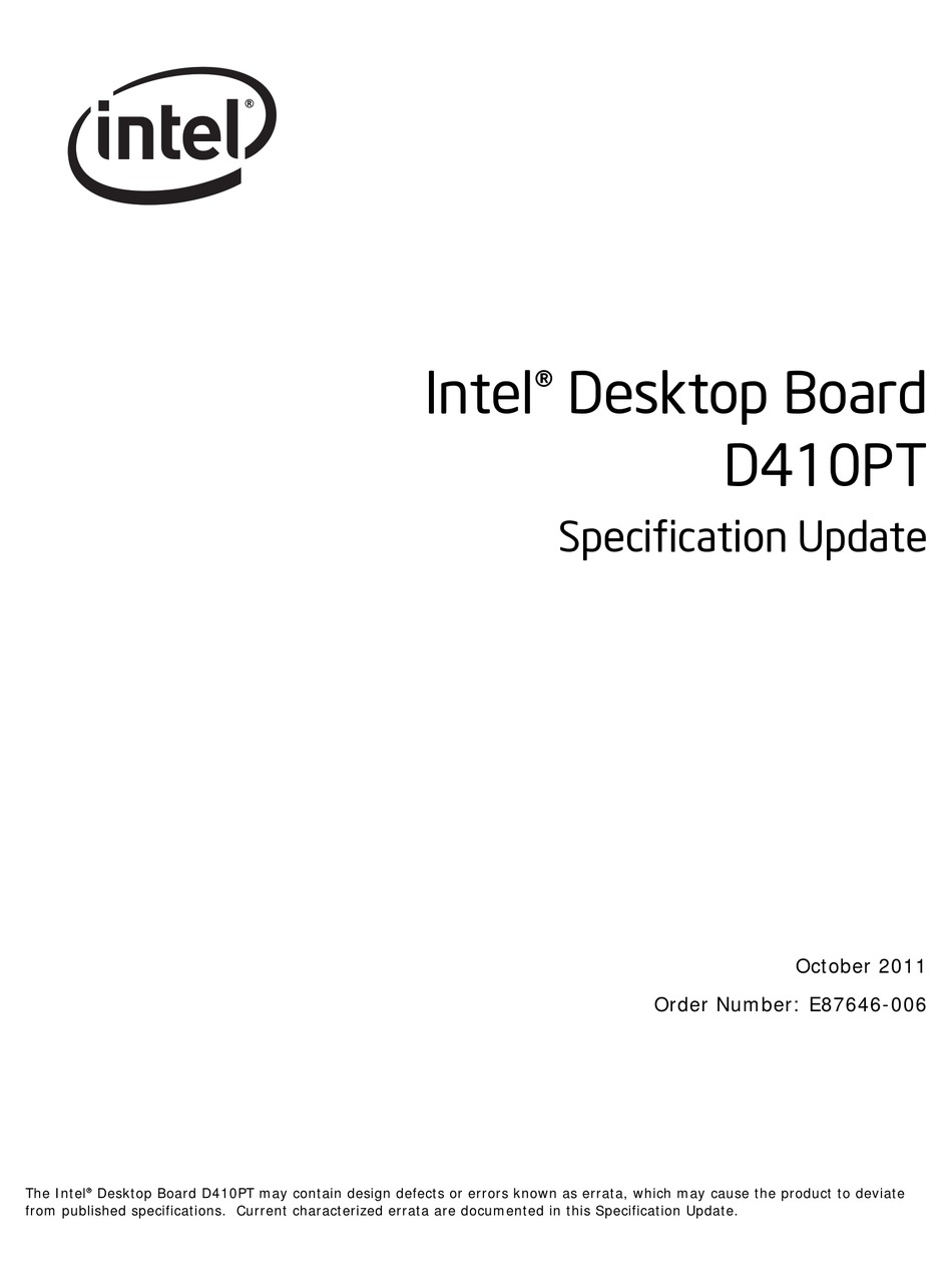 INTEL D410PT SPECIFICATION Pdf Download | ManualsLib