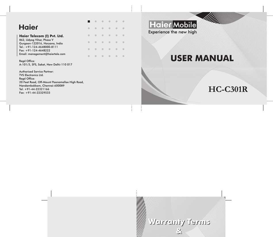 HAIER C301R USER MANUAL Pdf Download | ManualsLib