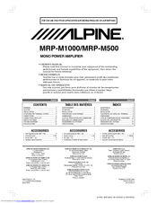 Alpine MRP-M1000 - Amplifier Manuals | ManualsLib