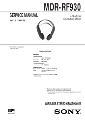 Sony MDR-RF930 Manuals | ManualsLib