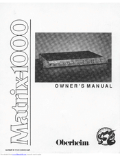 Oberheim Matrix-1000 Manuals | ManualsLib