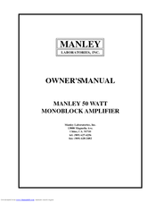 Manley 50 WATT MONOBLOCK AMPLIFIER Manuals | ManualsLib