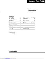 GE Dehumidifier User Manuals Download | ManualsLib