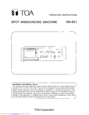 Toa AM-821 Manuals | ManualsLib